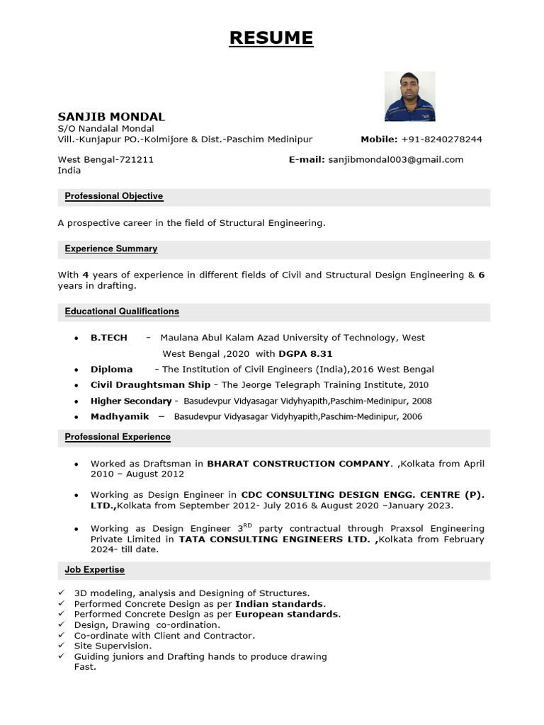 Sanjib Mondal-CV | Download Free PDF | Engineering
