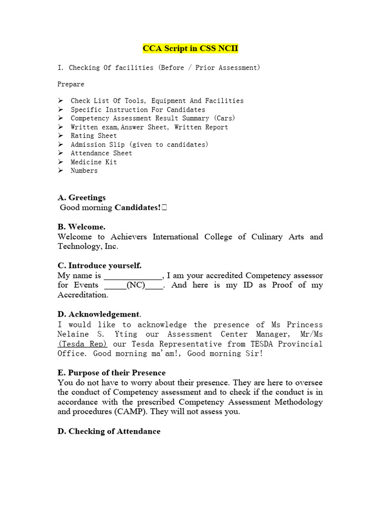 COC 2 Conduct Competency Assessment | PDF | Career & Growth | Business