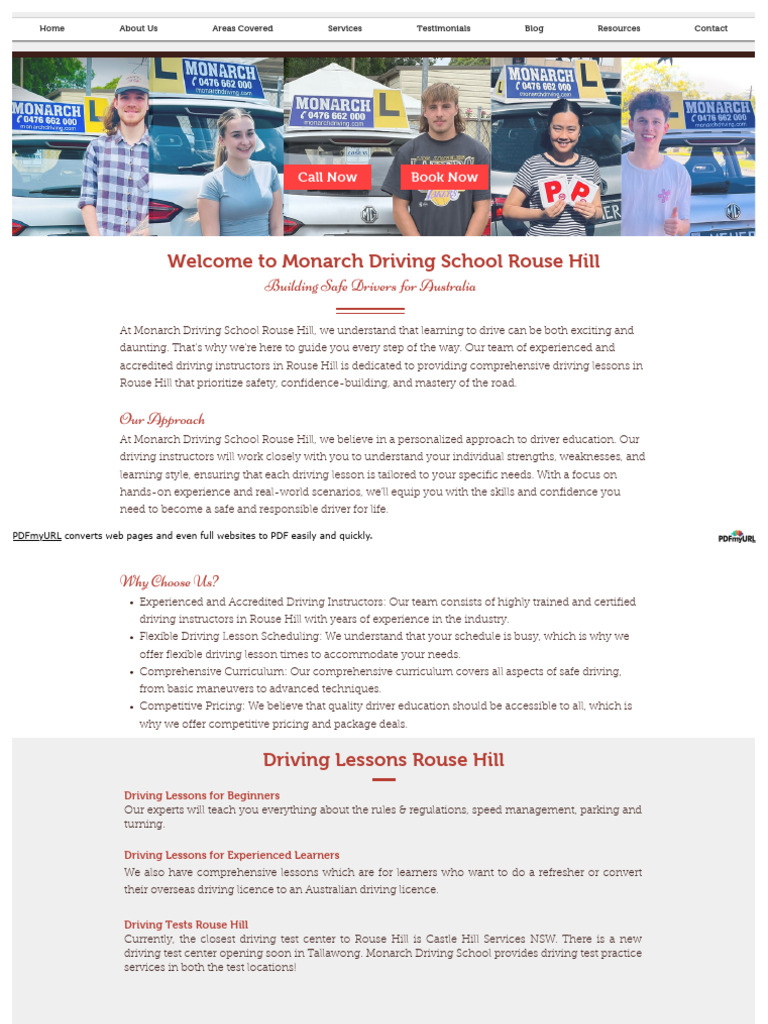 Driving School in Rouse Hill Driving Lessons in Rouse Hill | PDF ...