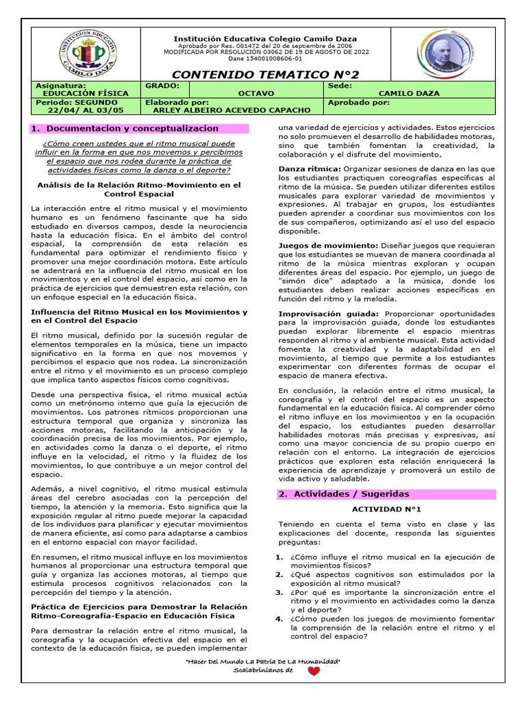 Gap P2 8° 002 Edu - Fisica 2024 | PDF | Ritmo | Bailes