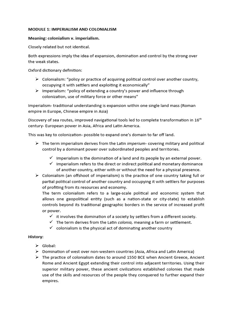Module 1 Colonialism in India | PDF | Colonialism | Imperialism