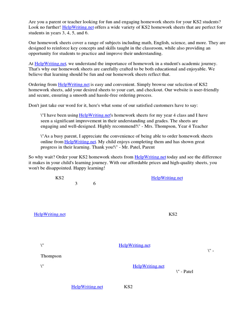 Ks2 Homework Sheets | PDF | Worksheet | Homework
