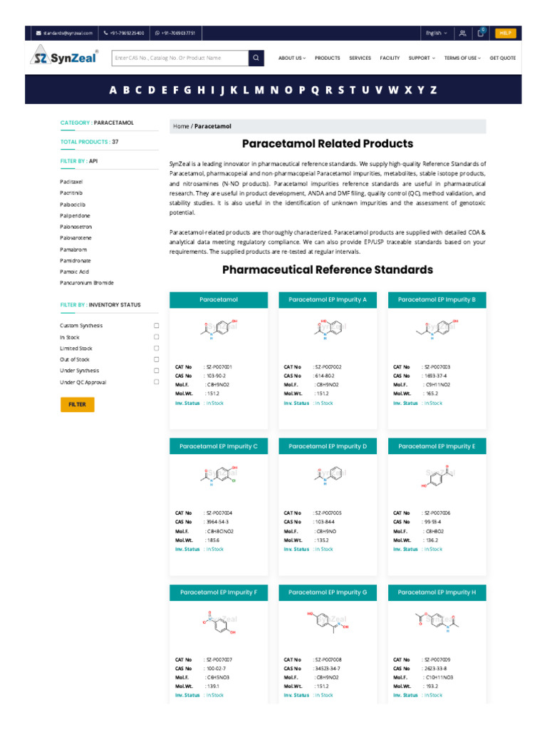 SynZeal Research: Premier Supplier of Certified Paracetamol API ...