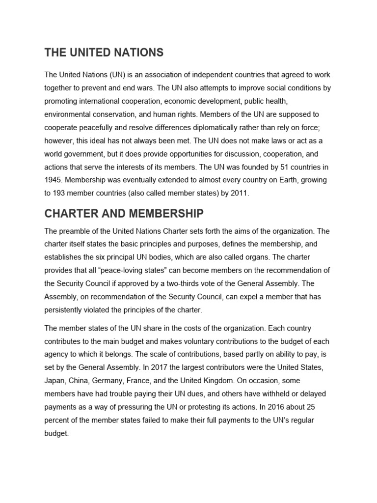 THE UNITED NATIONS | PDF | United Nations | International Relations