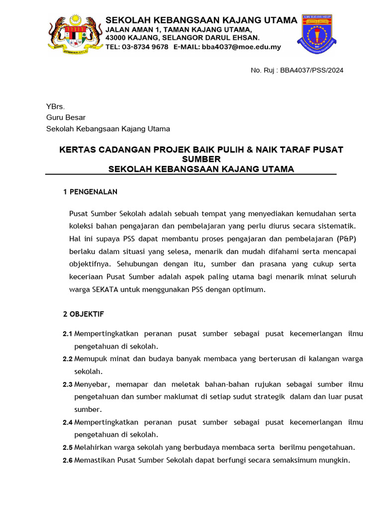 Naik Taraf Pusat Sumber SK Kajang Utama | PDF