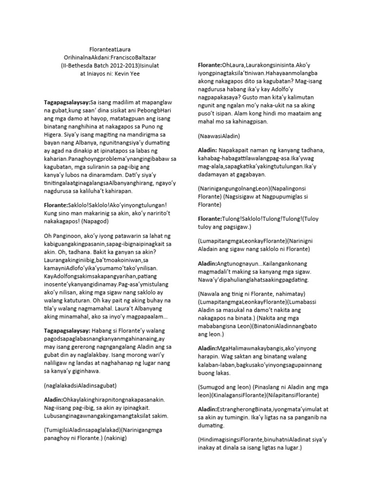 Florante at Laura Script | PDF