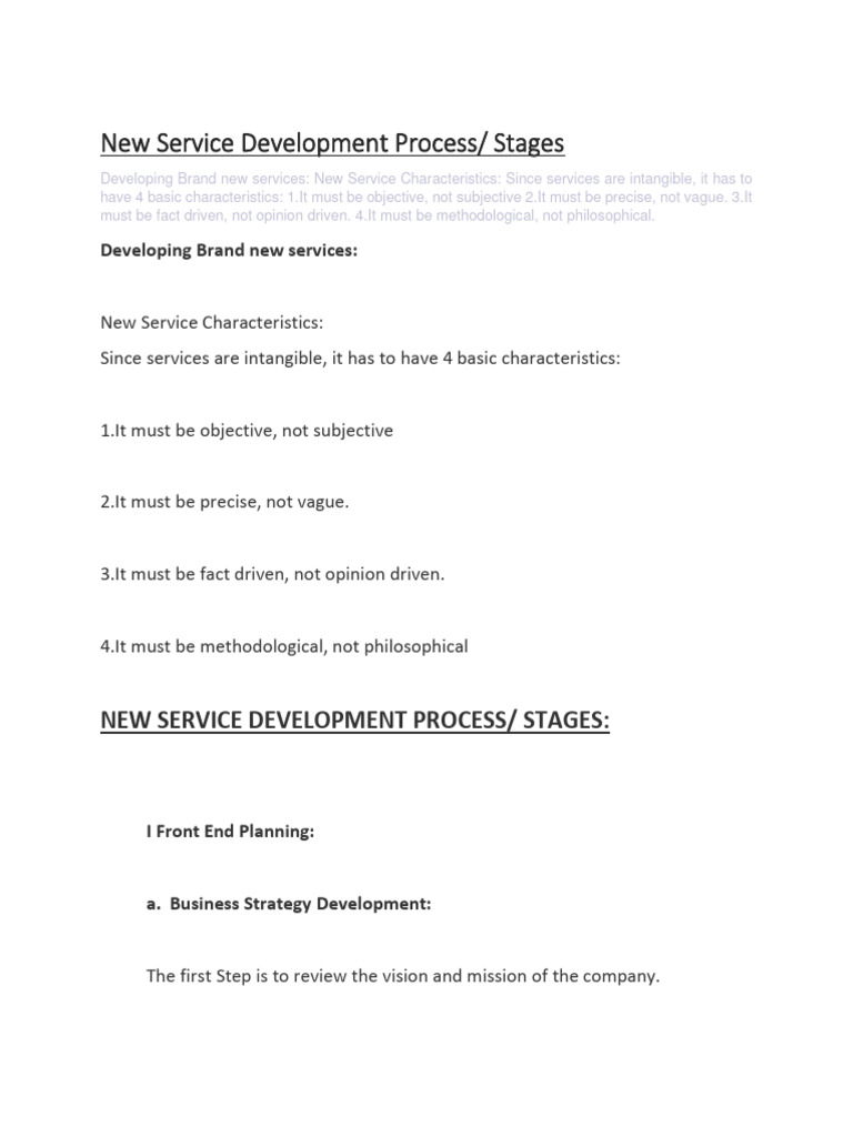 new service development process | PDF | Feasibility Study | Methodology