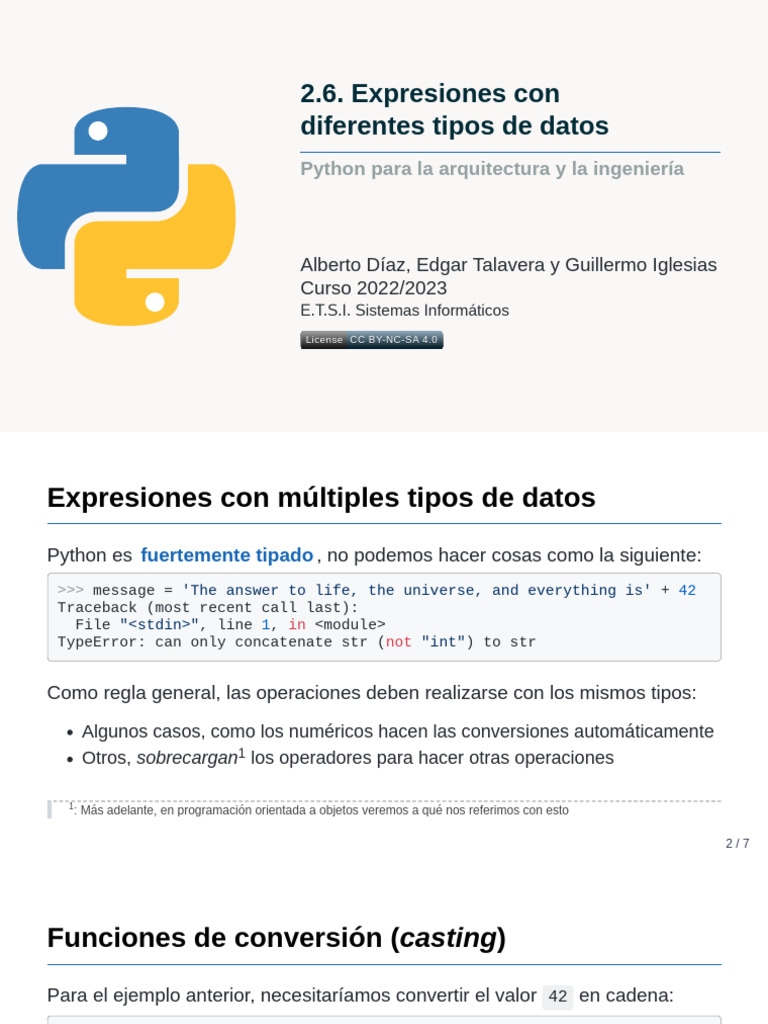 12 26 Expresiones Con Diferentes Tipos De Datos Pdf Python 5439