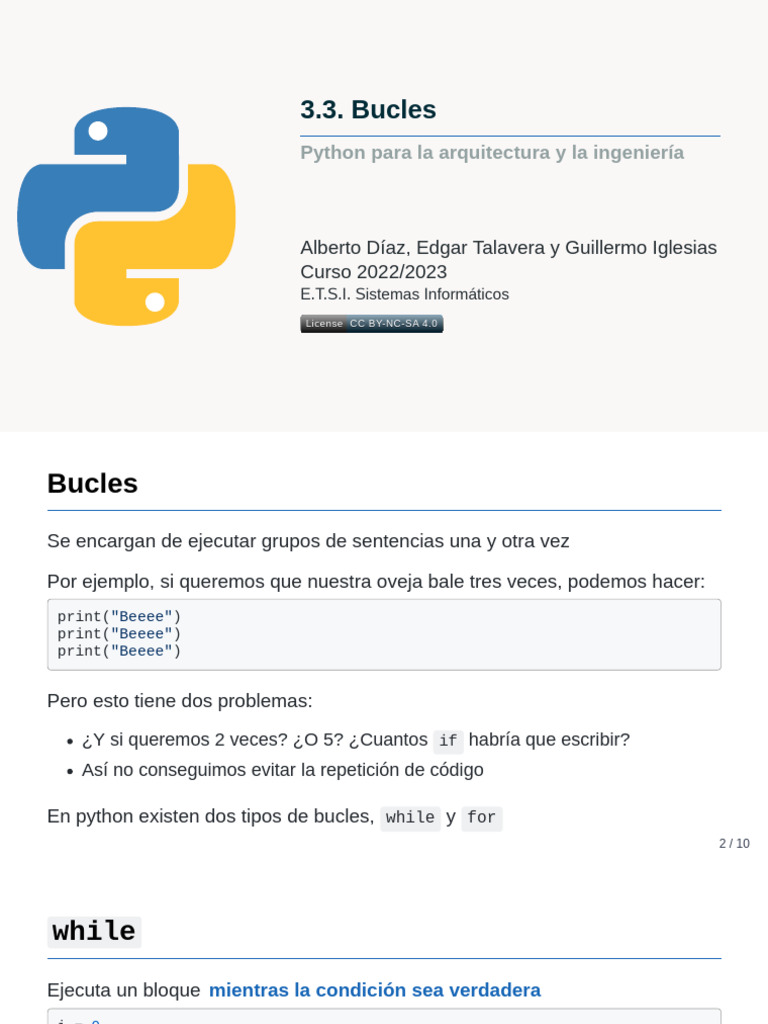 24 - 3.3. Bucles | PDF | Python (lenguaje de programación) | Ciencias de la Computación