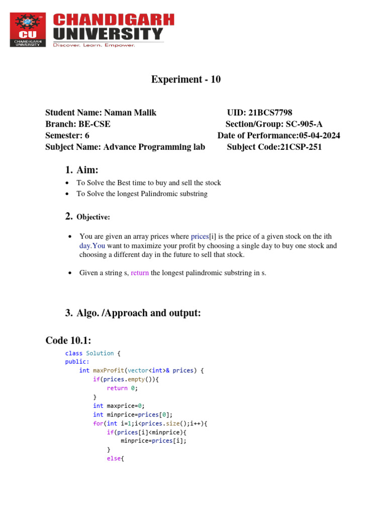 AP Exp 10 Naman Malik PDF | PDF | Computer Programming | Applied Mathematics