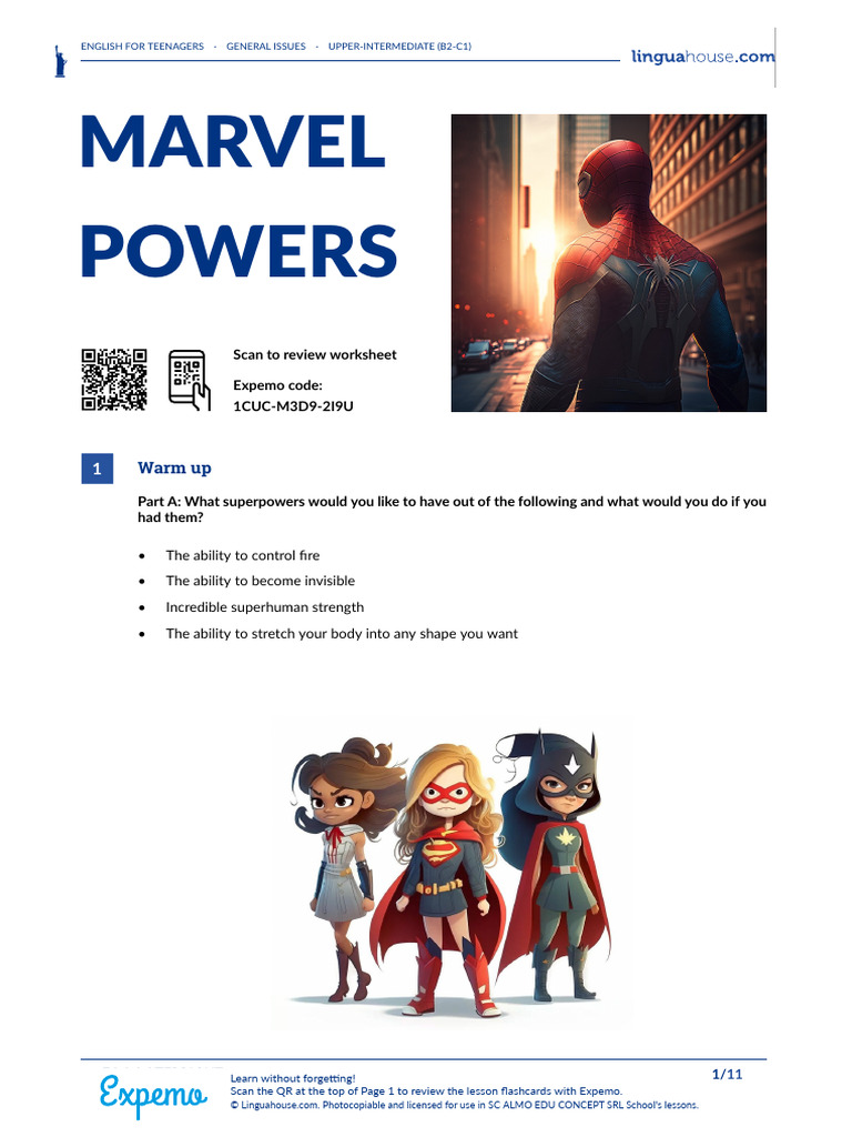 Marvel Powers American English Teacher | PDF