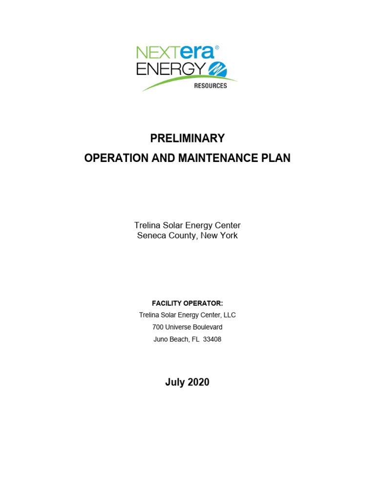 Preliminary Operation and Maintenance Plan: July 2020 | PDF | Solar ...