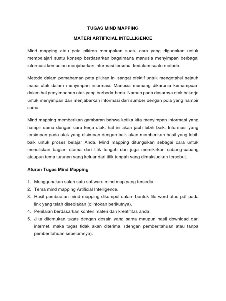 Tugas Mind Mapping (Artificial Intelligence) | PDF