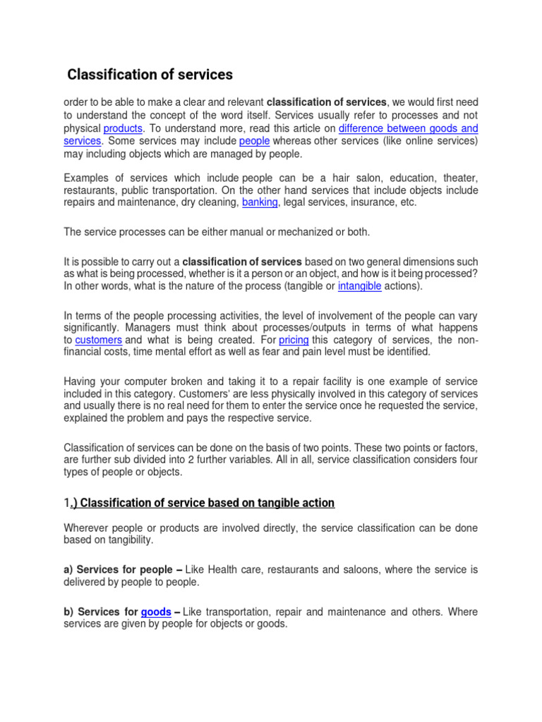 Service Classification Explained | PDF | Goods | Business
