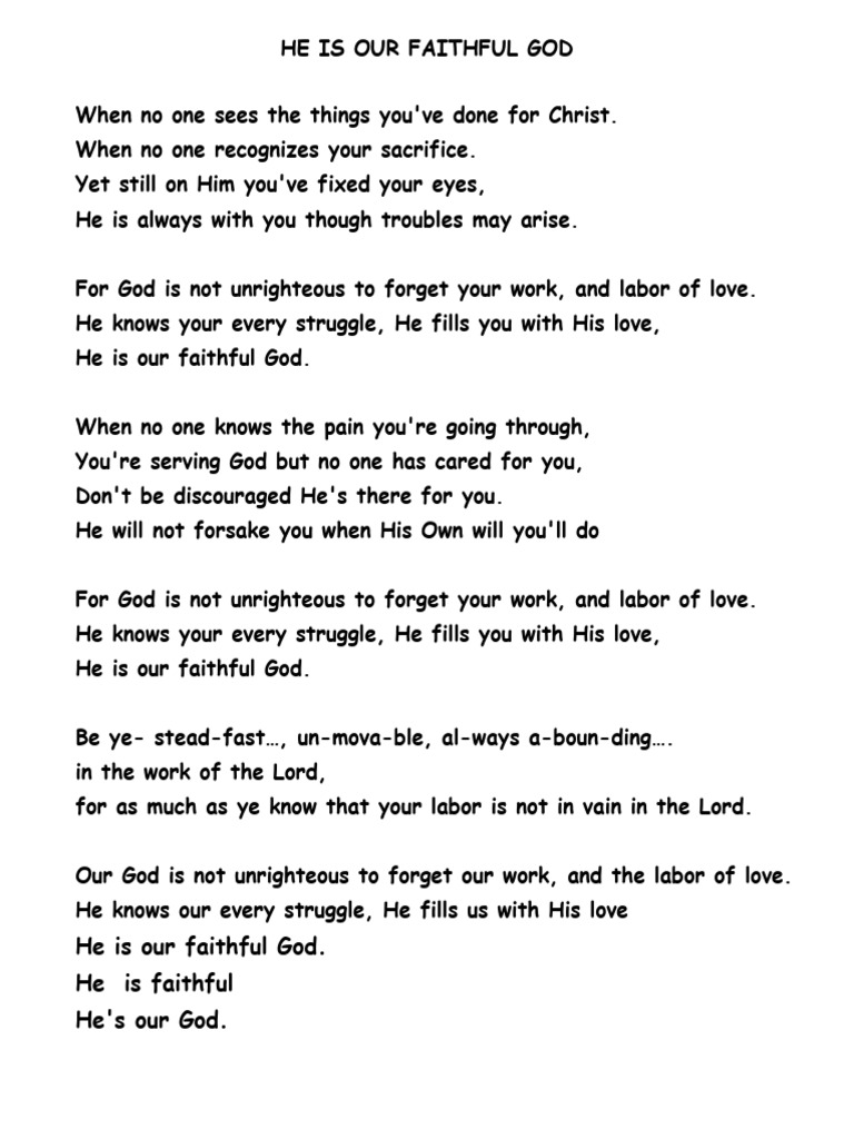 He Is Our Faithful God | PDF