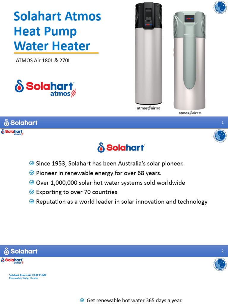 Solahart Atmos Heat Pump Water Heater | PDF | Heat Pump | Water Heating