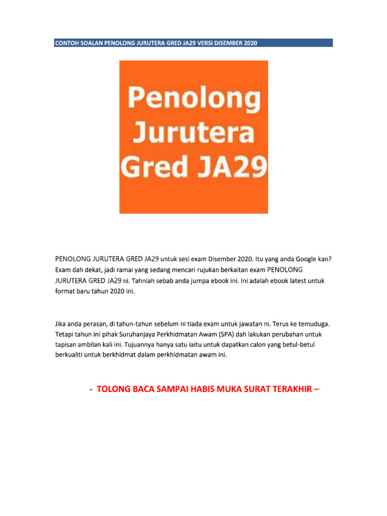 Contoh Soalan PSEE Penolong Jurutera JA29 2020 | PDF