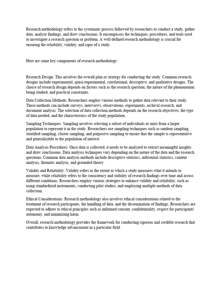 Research Methodology | PDF | Methodology | Sampling (Statistics) Research Methodology | PDF | Methodology | Sampling (Statistics)