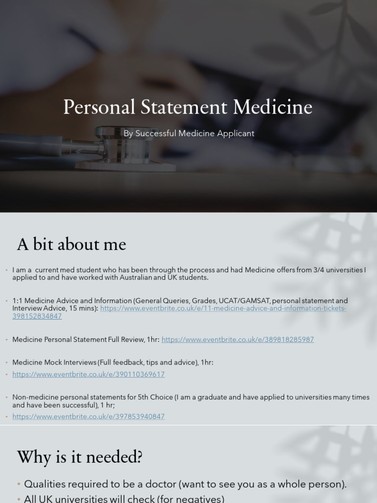 2022 Personal Statement Medicine | PDF | Medical School | Medicine
