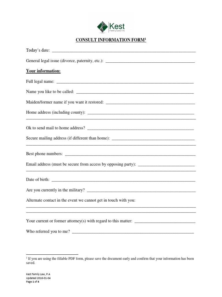 Consult Information Form - Fillable PDF | PDF | Social Institutions ...