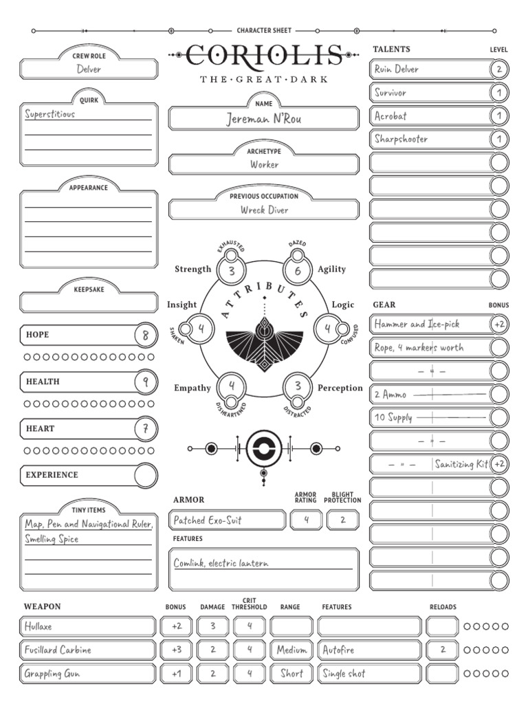 CTGD QS Pregenerated Characters PF | PDF