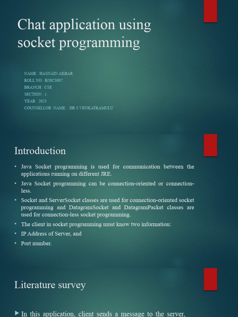 Chat Application Using Java | PDF | Network Socket | Computer Network Chat Application Using Java | PDF | Network Socket | Computer Network