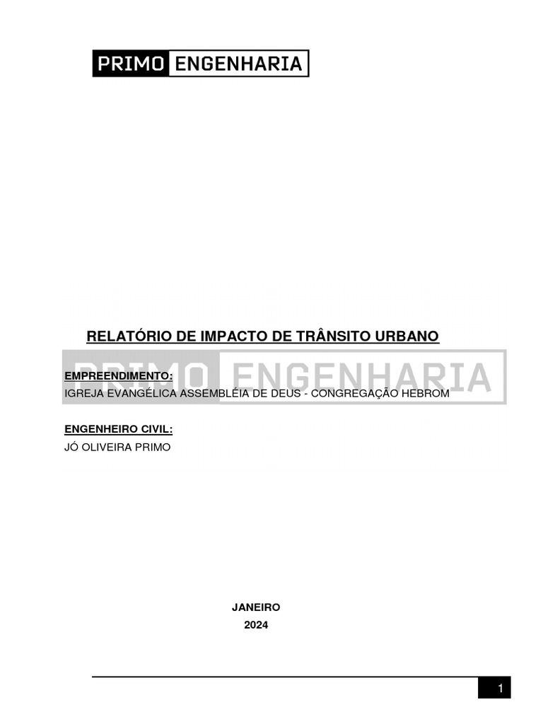 RELATÓRIO DE IMPACTO DE TRÂNSITO - RIT Igreja | PDF | Tráfego | Transporte público