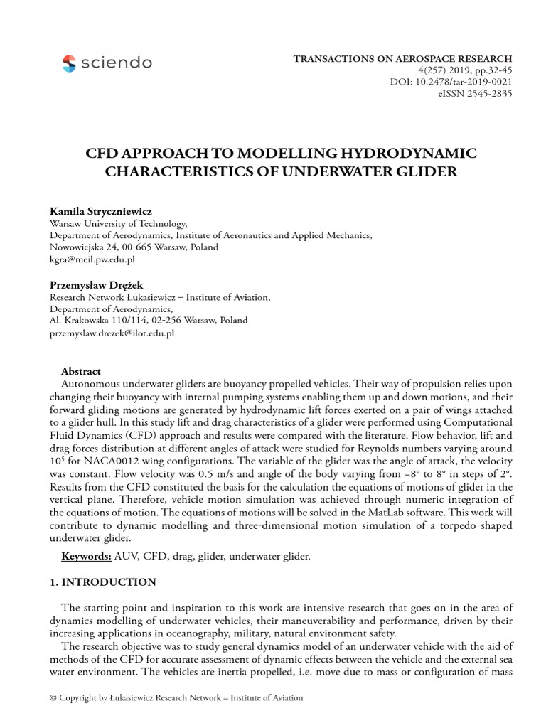 CFD Approach To Modelling Hydrodynamic Characteristics of Underwater ... CFD Approach To Modelling Hydrodynamic Characteristics of Underwater ...