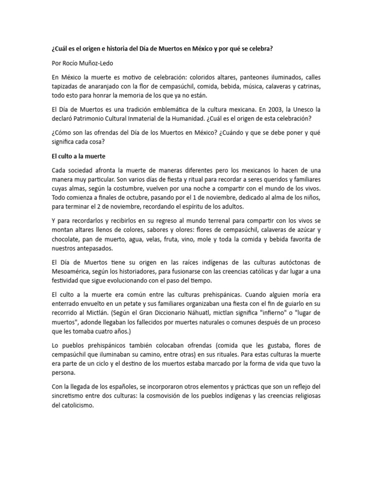 Cuál Es El Origen e Historia Del Día de Muertos en México y Por Qué Se ...
