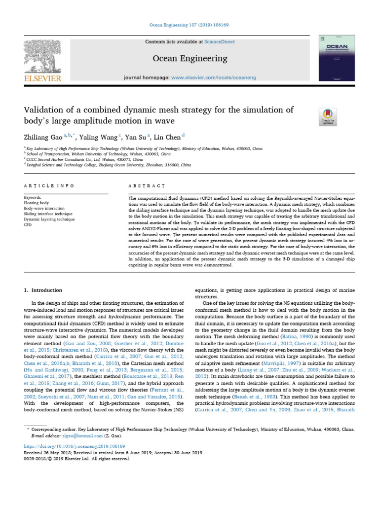 Validation of A Combined Dynamic Mesh Strategy For The Simulation of ...