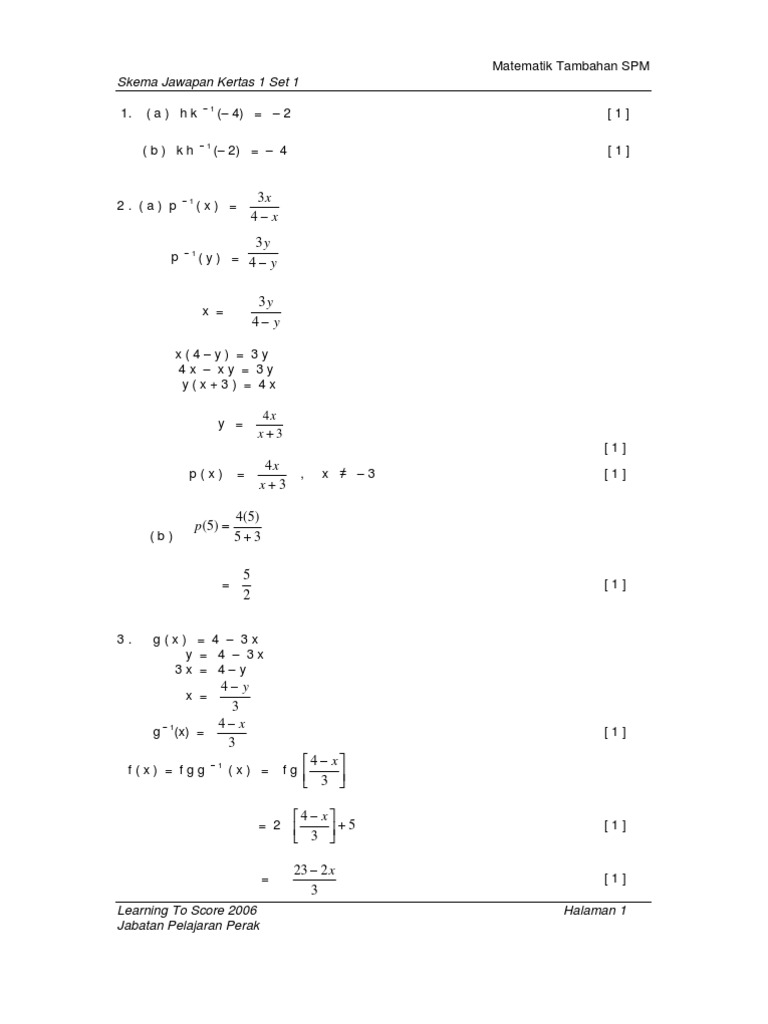 SPM Additional Math Answers | PDF