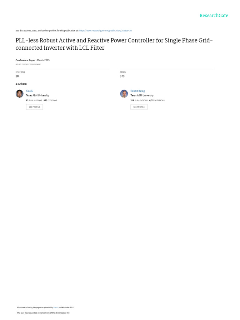 PLL-less Robust Active and Reactive Power Controller For Single Phase ...