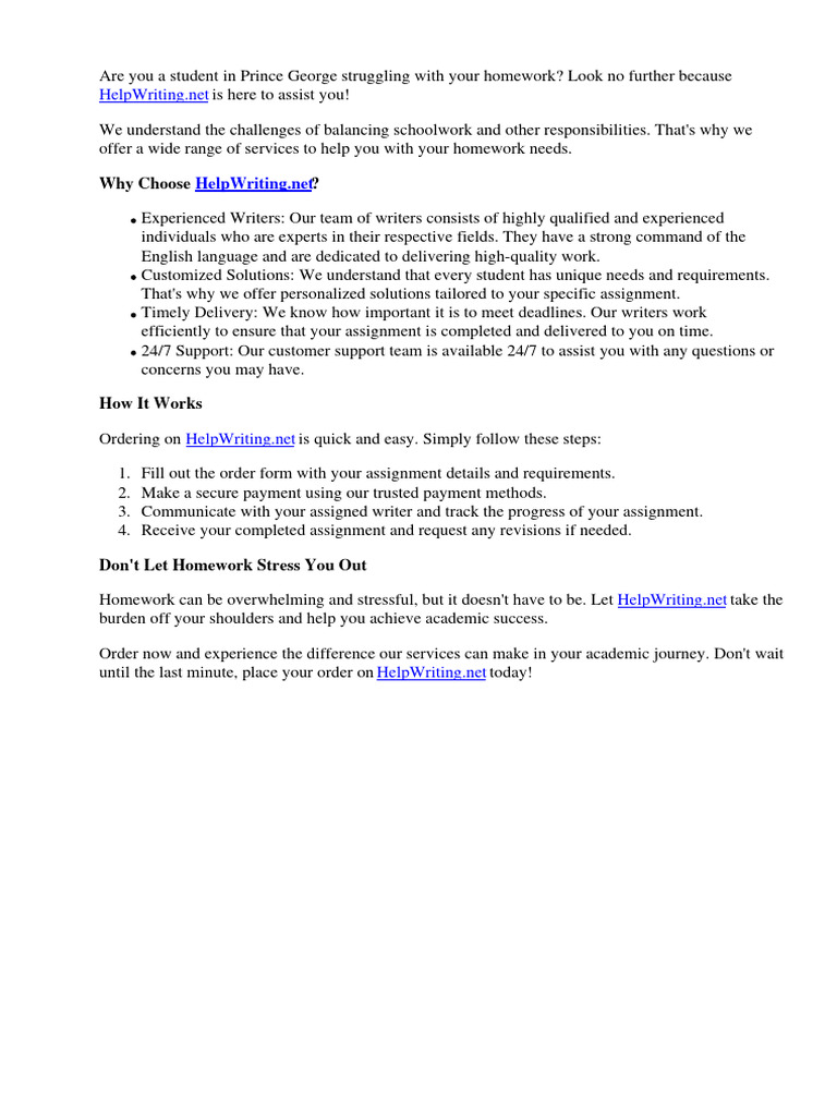 Homework Prince George | PDF
