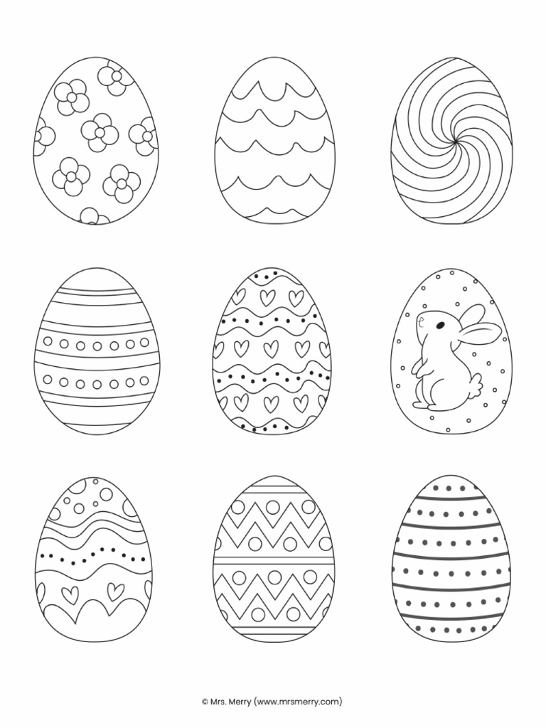Easter Eggs Coloring Pages For Kids - Mrs - Merry | PDF