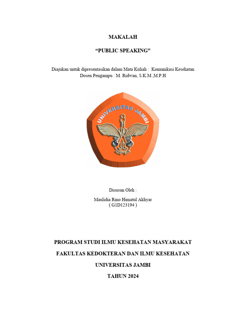 Public Speaking - Maulidia Rino Himatul Akhyar (G1D123194) | PDF | Karier & Perkembangan | Ilmu ...
