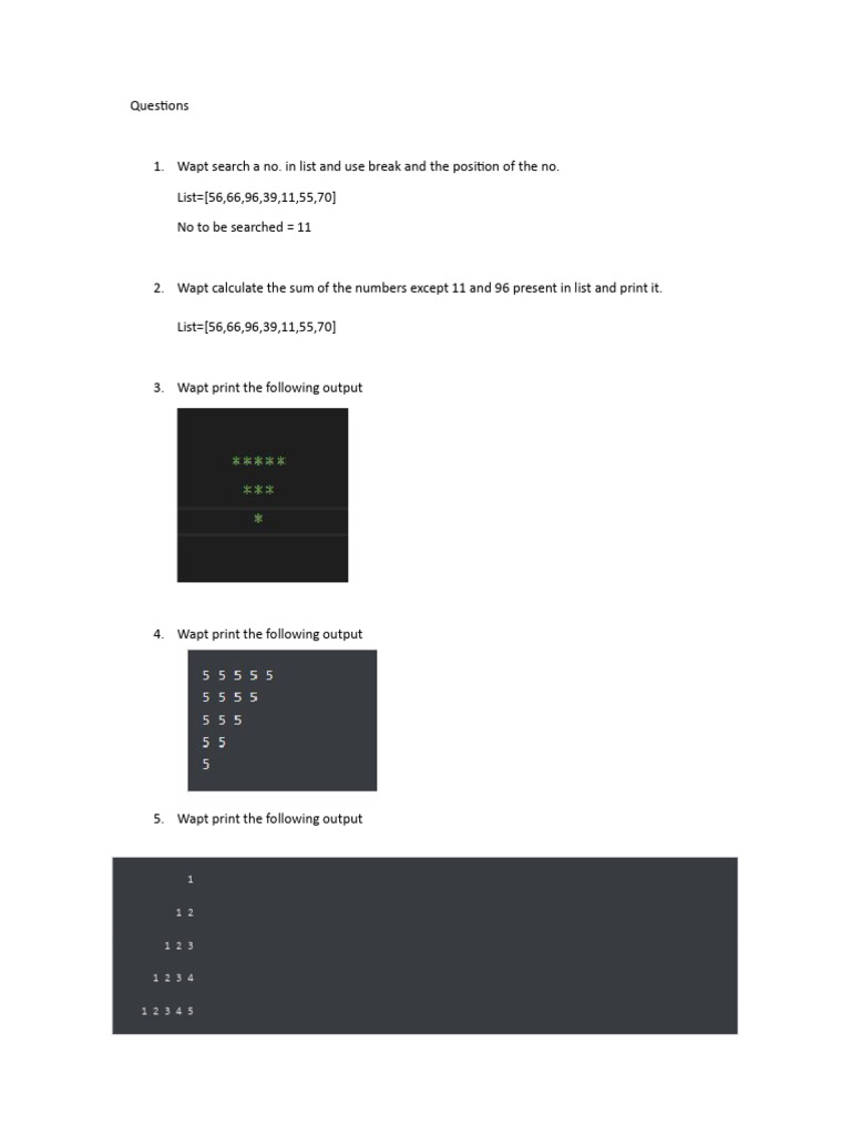 Python List Search and Pattern Outputs | PDF | Teaching Methods ...