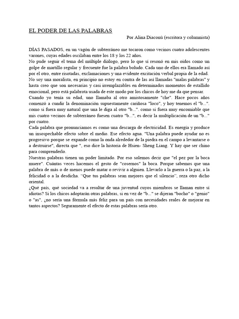 El Poder de Las Palabras | PDF