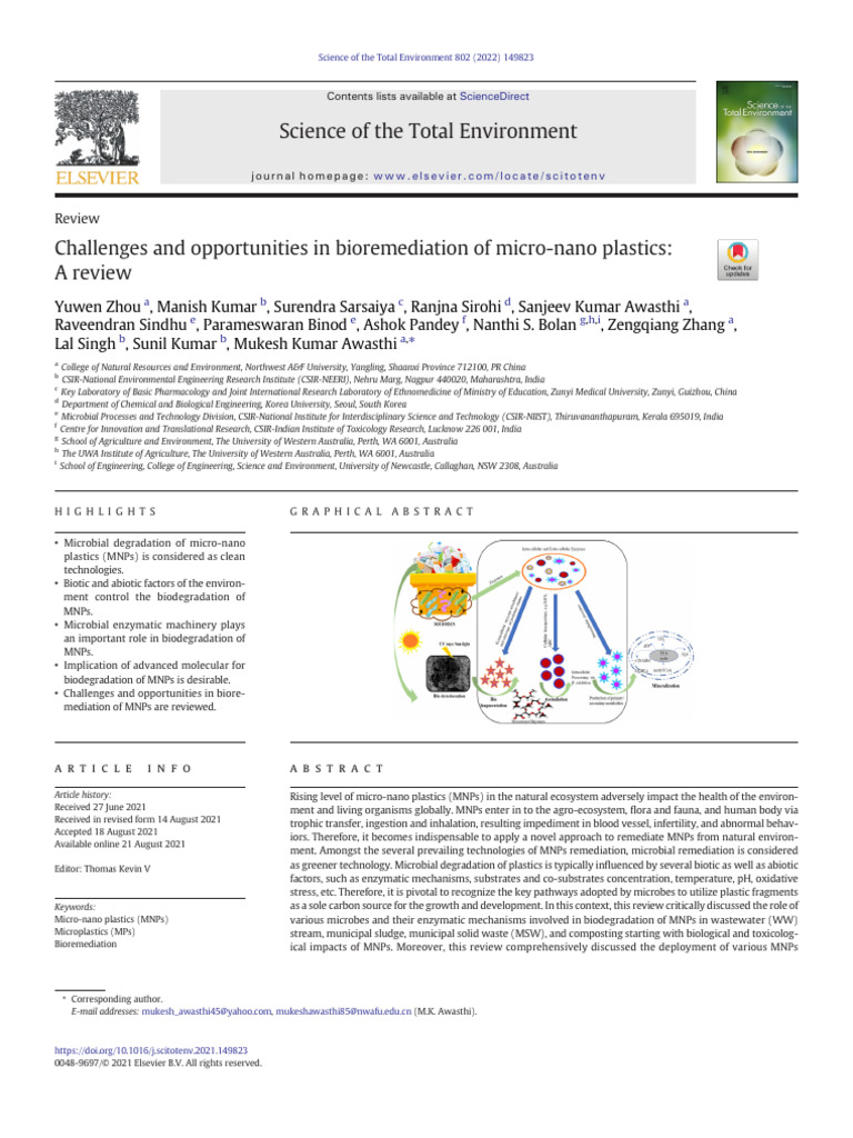 Science of The Total Environment: Review | PDF | Biodegradation | Ecosystem