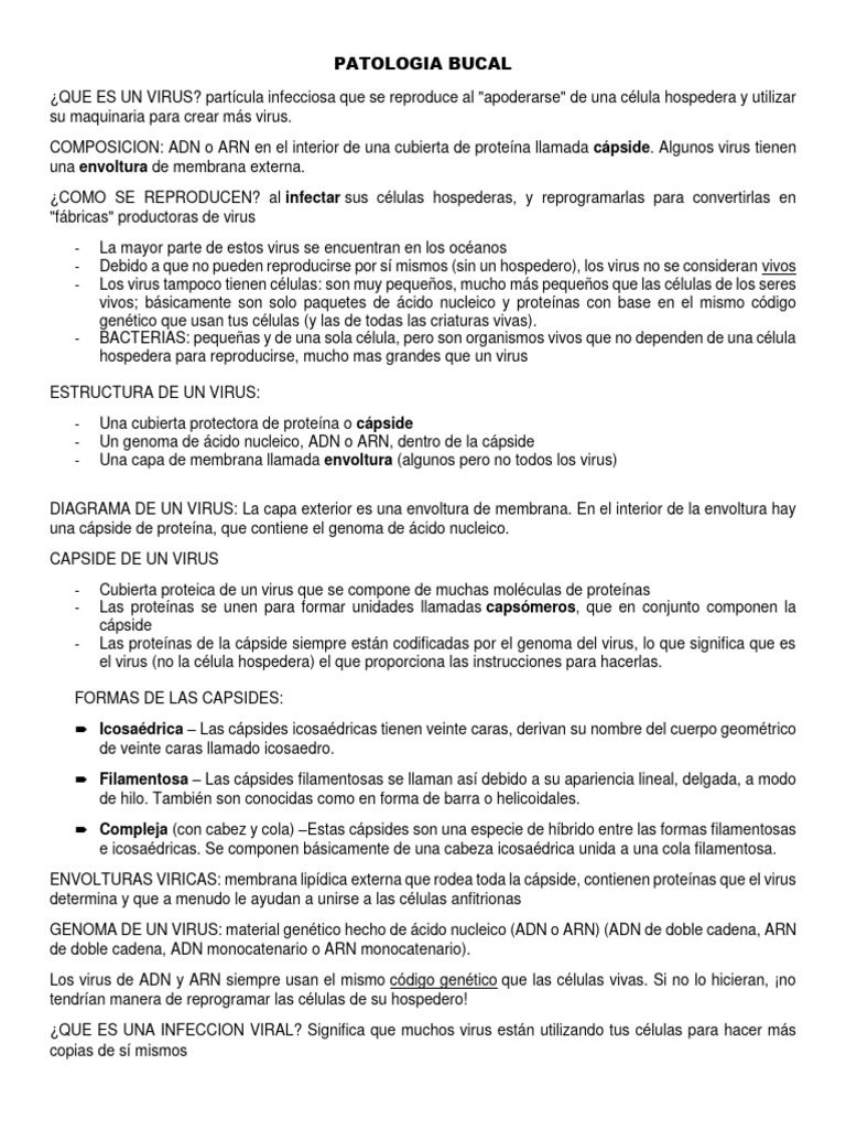 Guia Patologia Bucal Completa | PDF | Virus | Rna