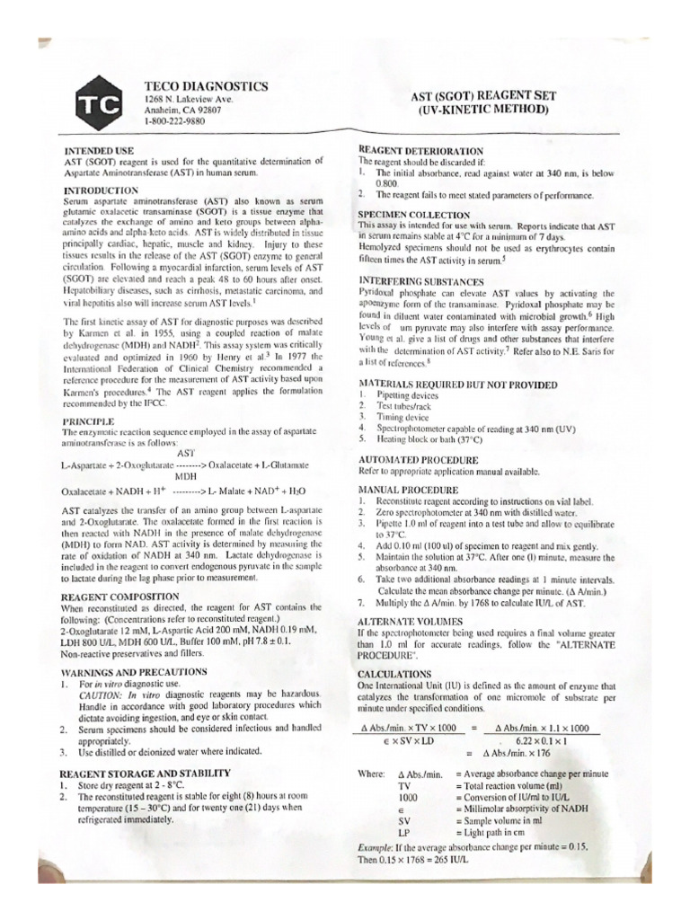 TECO-DIAGNOSTICS (1) | PDF