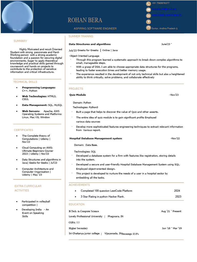 Rohan_cv.pdf | PDF | Databases | Amazon Web Services