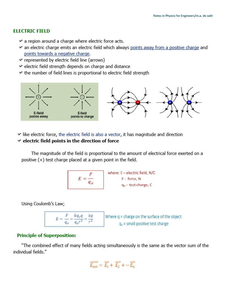 Electric Field | PDF | Electric Field | Force