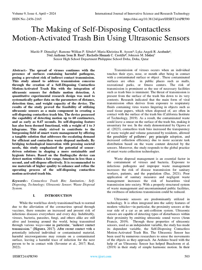 The Making of Self-Disposing Contactless Motion-Activated Trash Bin ...