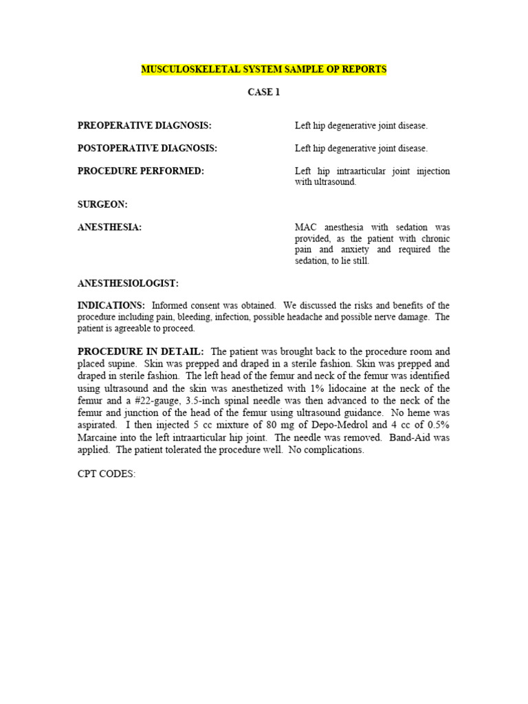 Musculoskeletal Sample Charts | PDF | Knee | Joints