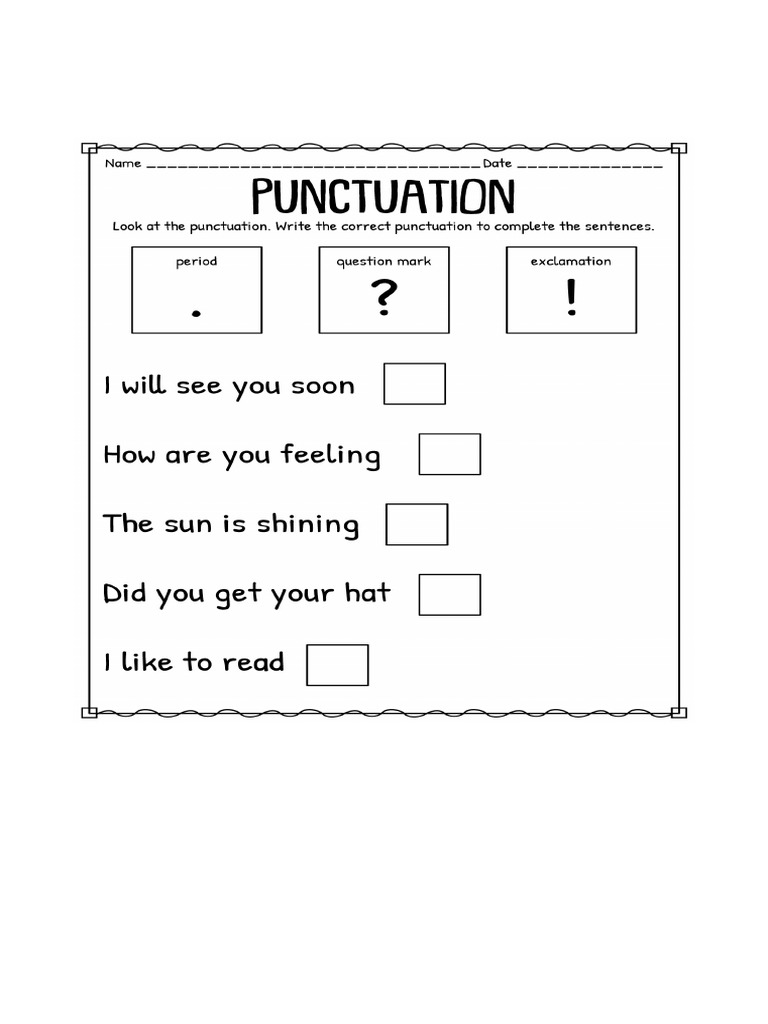 Sentence Punctuation Worksheets Kindergarten 274603.Png | PDF