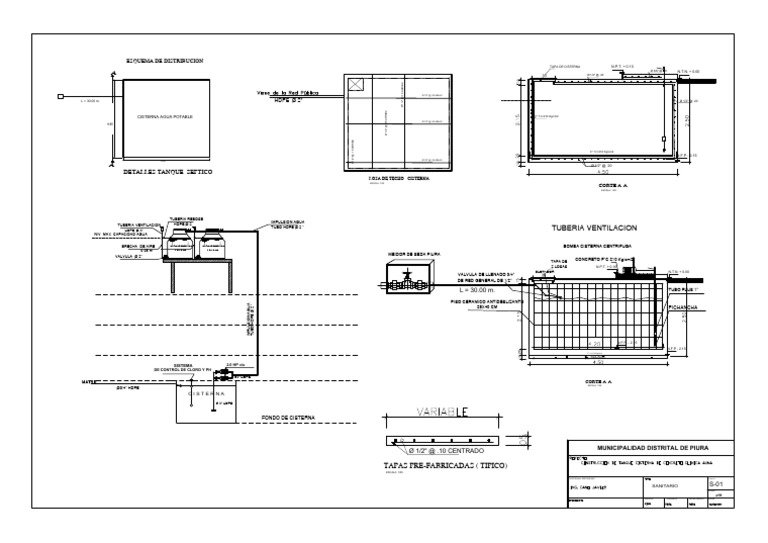 01 Plano Cisterna Agua Potable 26 | PDF | Hidrología Y Urbanismo | Agua