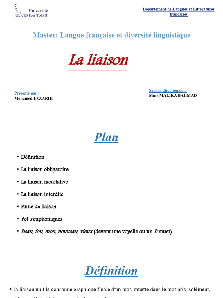 Les types de liaison en français | PDF | Typologie linguistique | Grammaire