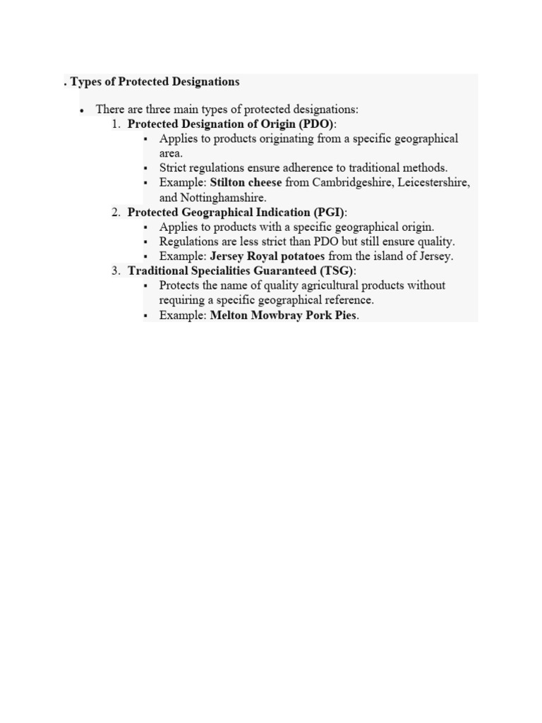Types of Protected Designations | PDF