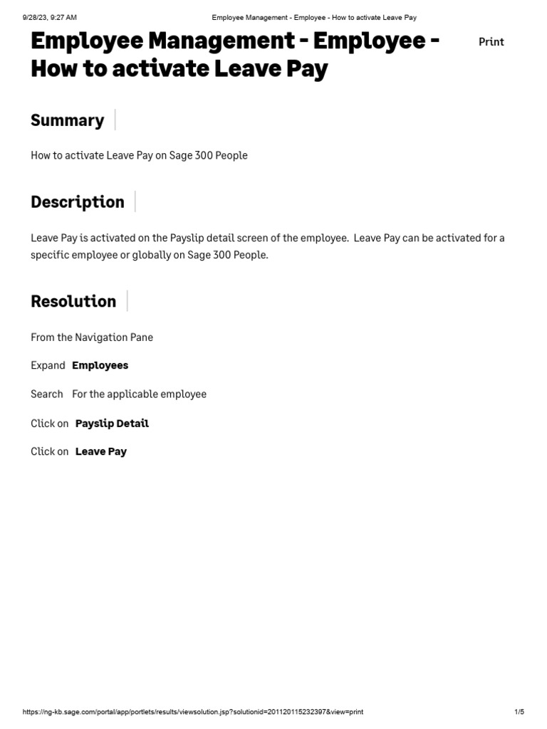Activate Leave Pay in Sage 300 | PDF | Computing | Software