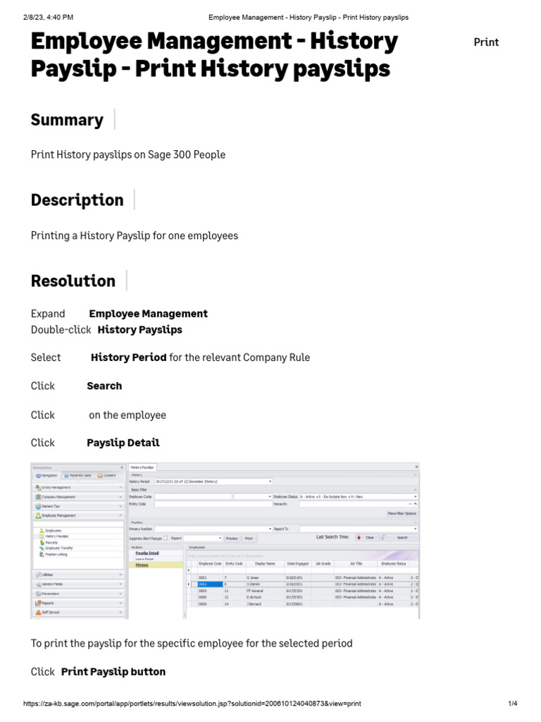 Employee Management - History Payslip - Print History Payslips | PDF ...